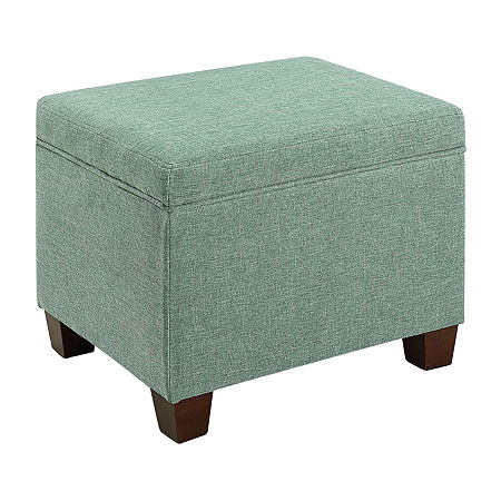 Convenience Concepts 21.75 Faux Linen Madison Storage Ottoman - Green Fabric