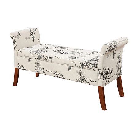 Convenience Concepts 51.5 Print Canvas Garbo Storage Bench - Botanical Print Canvas