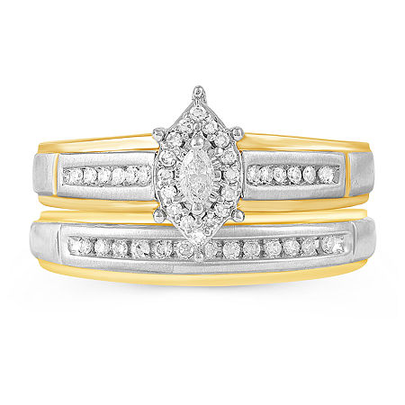 Click here for Womens 1/4 CT. T.W. Natural Diamond 10K Gold Marqu... prices