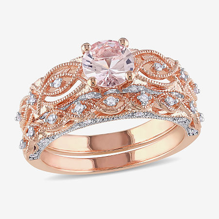 Click here for Genuine Morganite & 1/4 CT. T.W. Diamond 10K Rose... prices