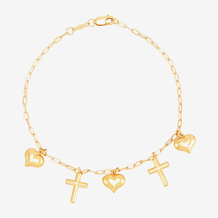 Click here for Gold Addiction Womens 10K Gold Cross Heart Charm B... prices