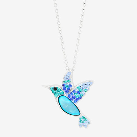 Click here for Womens Blue Crystal Sterling Silver 18 Inch Pendan... prices