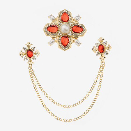 Click here for Bijoux Bar Gold Tone Glass Brooch  One Size  Red prices