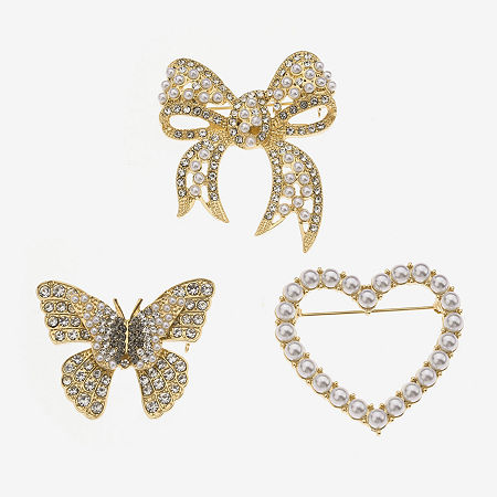 Click here for Bijoux Bar Gold Tone Glass Pin  One Size  Yellow prices