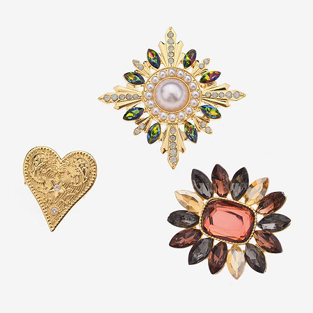 Click here for Bijoux Bar Gold Tone Red Glass Pin  One Size  Red prices