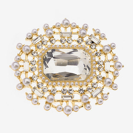 Click here for Bijoux Bar Gold Tone Glass Brooch  One Size  Yello... prices