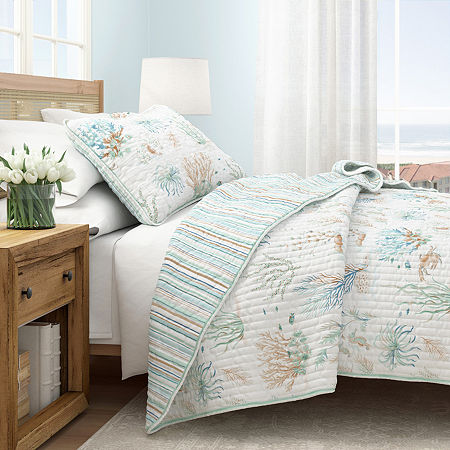 Click here for Linery Linery Coastal Printed Cotton Quilt Set Rev... prices
