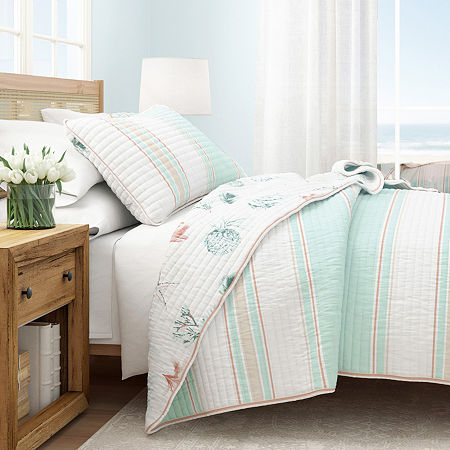 Click here for Linery Linery Coastal Printed Cotton Quilt Set Rev... prices
