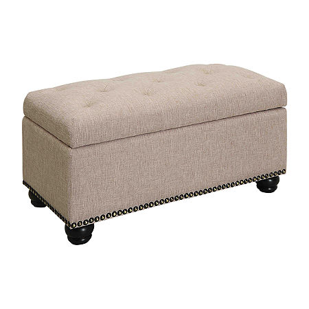 Convenience Concepts 35.5 Faux Linen 7th Avenue Storage Ottoman - Tan Fabric