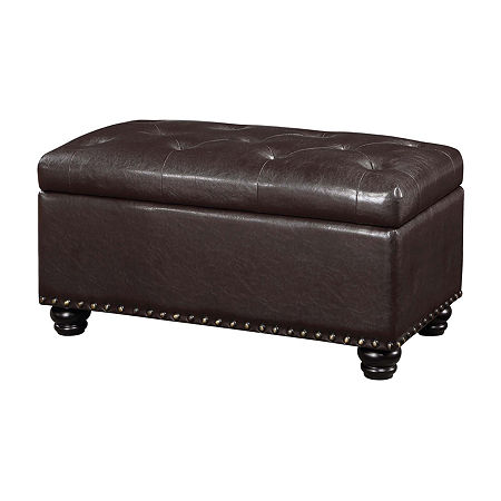 Convenience Concepts 35.5 Faux Leather 7th Avenue Storage Ottoman Bench - Espresso Faux Leather