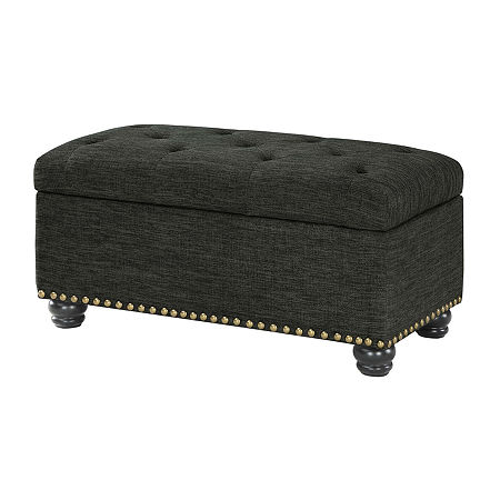 Convenience Concepts 35.5 Faux Linen 7th Avenue Storage Ottoman - Dark Charcoal Gray Fabric