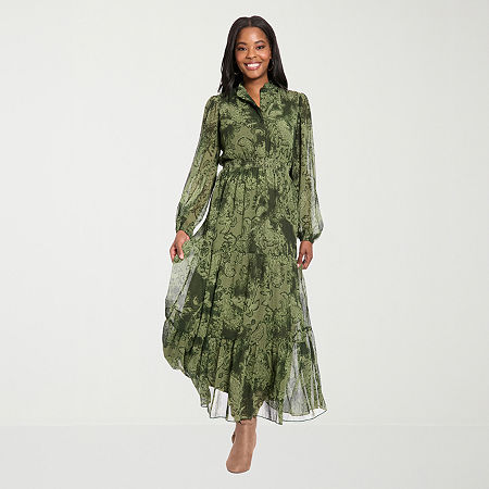 Click here for Clover And Sloane Womens Long Sleeve Leaf Maxi Dre... prices