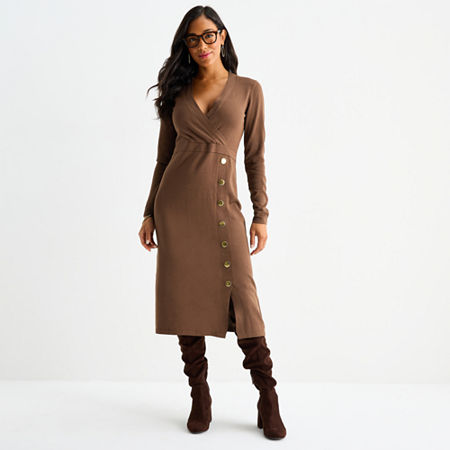 Click here for Maia Womens Long Sleeve Midi Sweater Dress  X-larg... prices