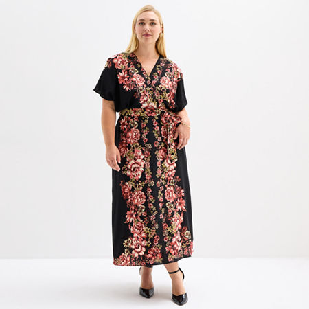 Click here for 52seven Womens Short Sleeve Floral Plus Maxi Dress... prices