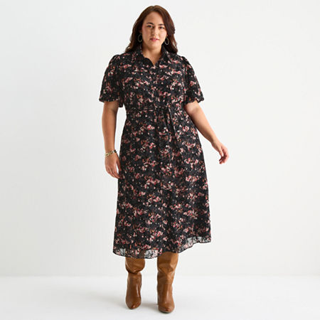 Click here for 52seven Womens Plus Short Sleeve Midi Floral Shirt... prices