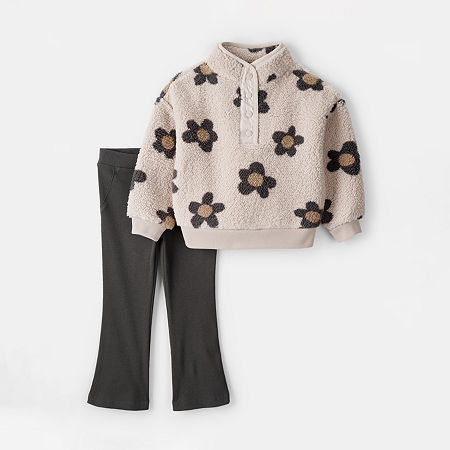 Carters Toddler Girls Floral Top and Pant  2-Piece Set - Brown/Black