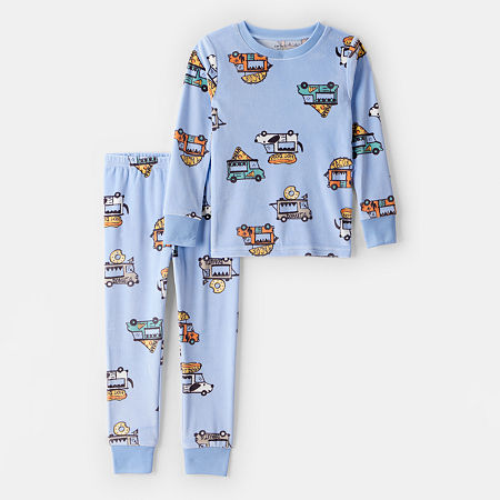 Carters Toddler Boys Truck-Print Velour Long-Sleeve 2-Piece Pajamas - Open