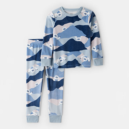 Carters Toddler Boys Yeti-Print Velour Long-Sleeve 2-Piece Pajamas - Blue