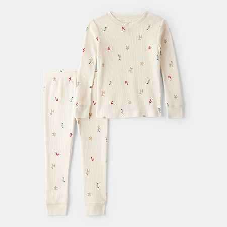 Carters Family Matching Holiday Toddler Unisex Rib Round Neck Long Sleeve 2-pc. Pajama Sets  4t  Blue