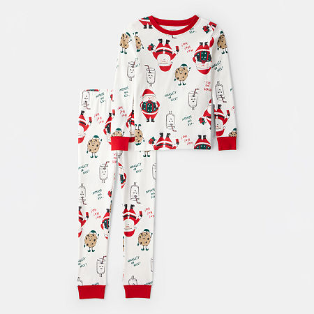 Carters Boys and Girls 4-12 2-Piece Long-Sleeve Top and Pajama Set - White