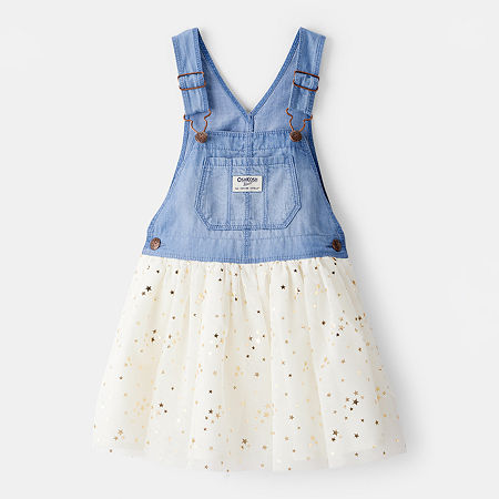 Oshkosh Toddler Girls Adjustable Straps Skirtalls  5t  Blue