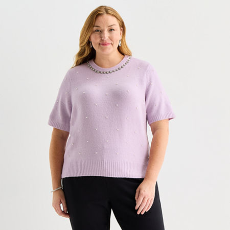 Click here for Liz Claiborne Plus Womens Crew Neck Embellished Sh... prices