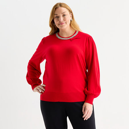Click here for Liz Claiborne Plus Womens Crew Neck Embellished Lo... prices