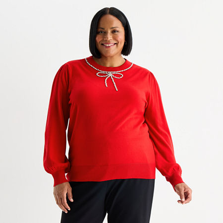 Click here for Liz Claiborne Plus Womens Crew Neck Embellished Lo... prices