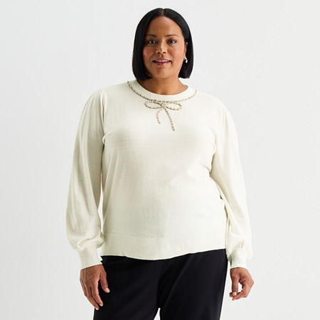 Click here for Liz Claiborne Plus Womens Crew Neck Embellished Lo... prices