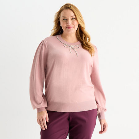 Click here for Liz Claiborne Plus Womens Crew Neck Embellished Lo... prices