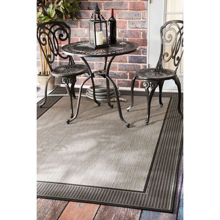 nuLoom Dawn Gris Border Gray 53 x 76 Outdoor Area Rug - Gray
