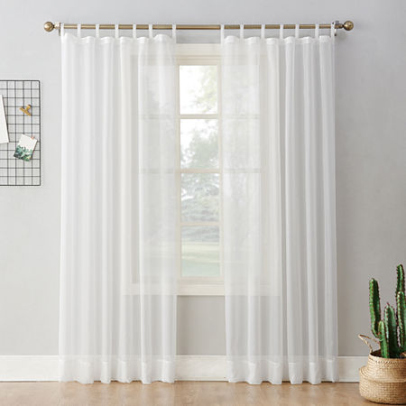 Sheer Voile Tab Top Curtain Panel - White
