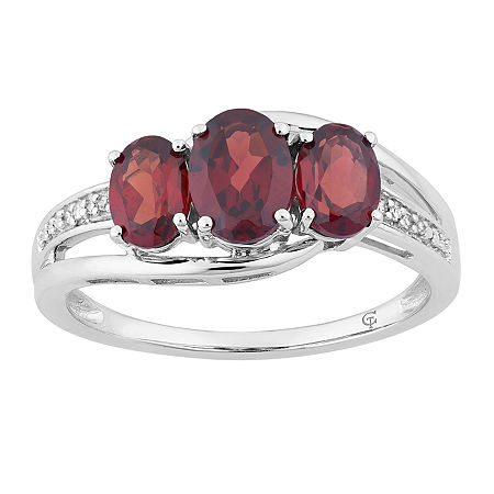 Click here for Womens Genuine Red Garnet 10K White Gold Oval 3-St... prices