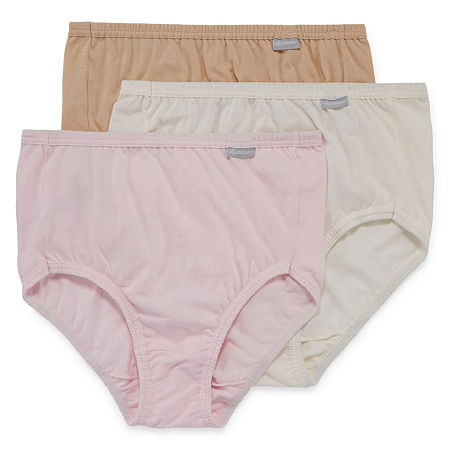 Jockey Elance Brief 3 Pack Underwear 1484  1486 Extended Sizes - Ivory/Sand/Pink Pearl