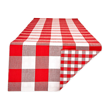 Design Imports Reversible Gingham - Buffalo Check Table Runner  14 x 108 - Red