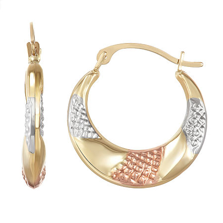 Click here for Womens 14K Tri-Color Gold 15mm Round Hoop Earrings... prices