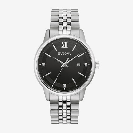 Click here for Bulova Classic Mens Diamond Accent Silver Tone Sta... prices