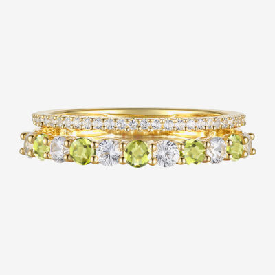 Womens Lab Created Gemstone 14K Gold Over Silver Stackable Rings - JCPenney