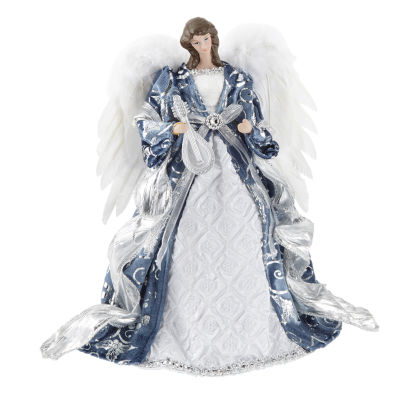 North Pole Trading Co. 12in Blue Silver Christmas Angel Figurine, Color ...