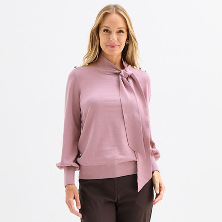 Click here for Liz Claiborne Womens Split Tie Neck Long Sleeve Pu... prices