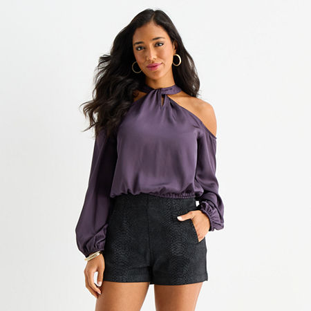 Click here for Bold Elements Womens Mock Neck Long Sleeve Satin B... prices