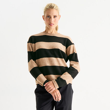 Click here for Stylus Womens Crew Neck Long Sleeve Striped Pullov... prices