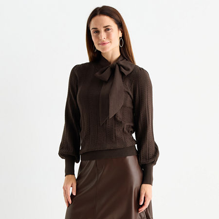 Click here for Liz Claiborne Womens Split Tie Neck Long Sleeve Pu... prices