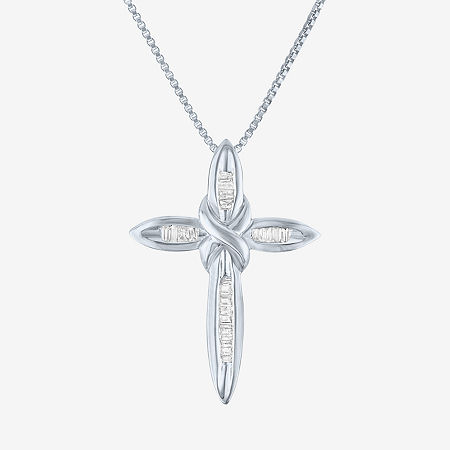 Click here for 1/10Cttw Diamond Sterling Silver Cross Pendant  On... prices