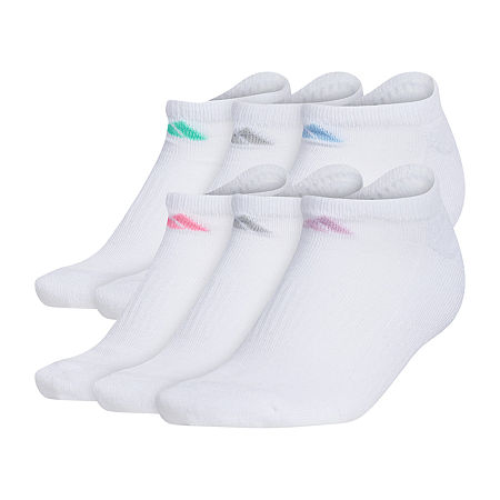 Adidas Womens 6-Pk. Athletic Cushioned No-Show Socks - White/clear Sky Blue/bliss Lilac Purple
