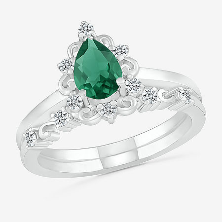 Click here for Modern Bride Gemstone Womens Lab Created Green Eme... prices