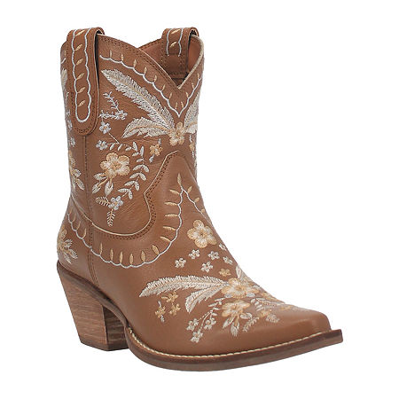 Dingo Womens Primrose Stacked Heel Cowboy Boots  6 1/2 Medium  Brown