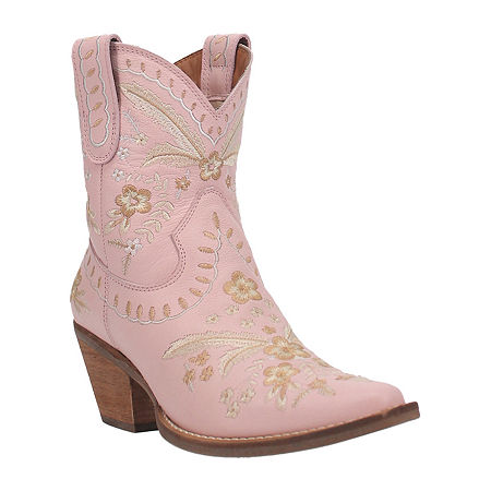 Dingo Womens Primrose Stacked Heel Cowboy Boots  6 Medium  Pink