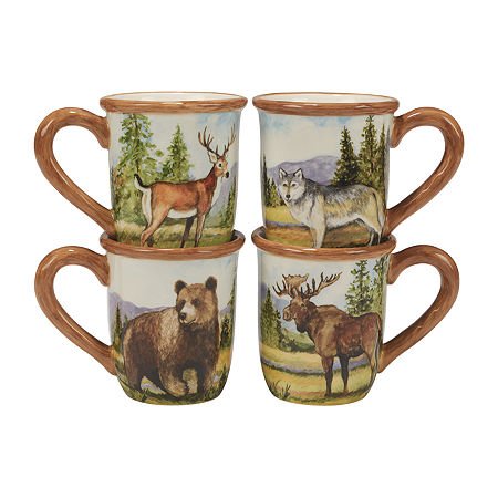 Certified International Mountain Summit Set of 4 Mug - Green
