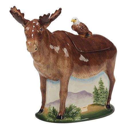 Certified International Mountain Summit 3-d Moose Cookie Jar - Green